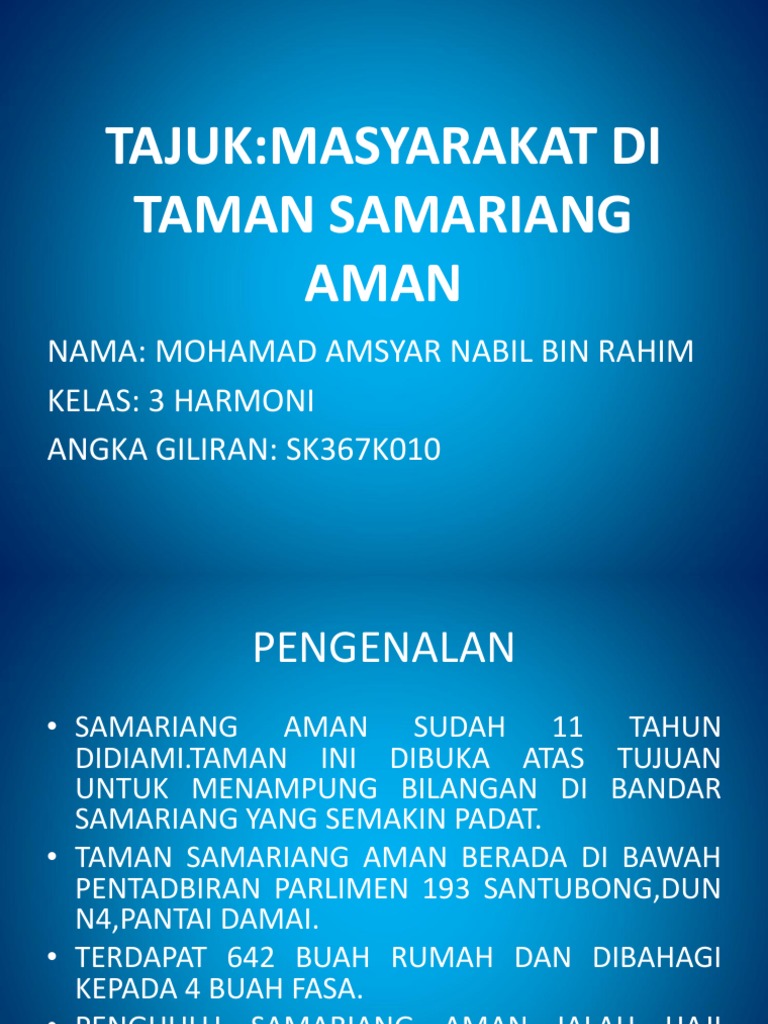 Masyarakat Di Taman Samariang Aman-Mohd Amsyar Nabil | PDF