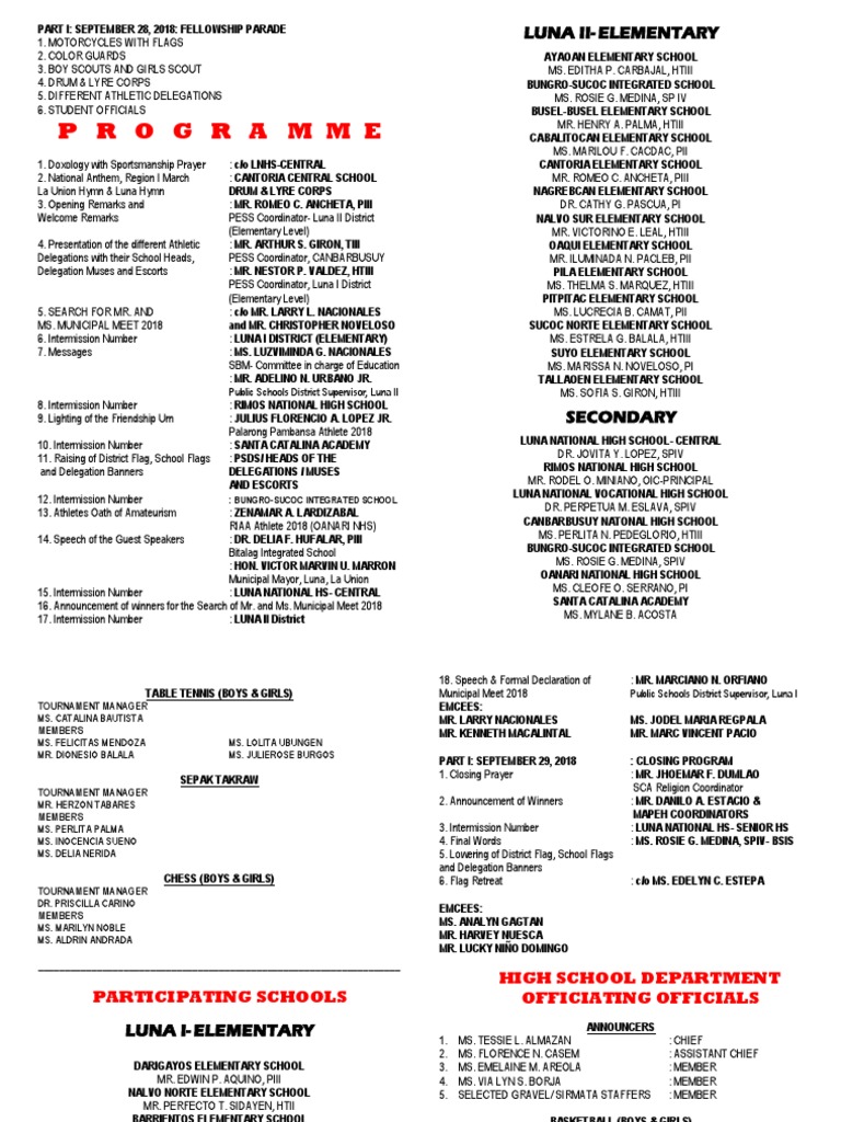 Municipal Meet Program | PDF | Athletic Sports | Sports