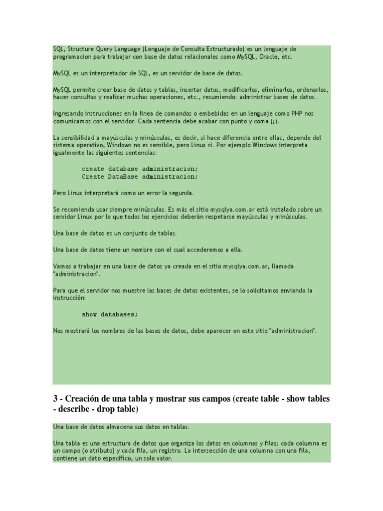 A4 Capítulo 1 | PDF | Tabla (base de datos) | SQL