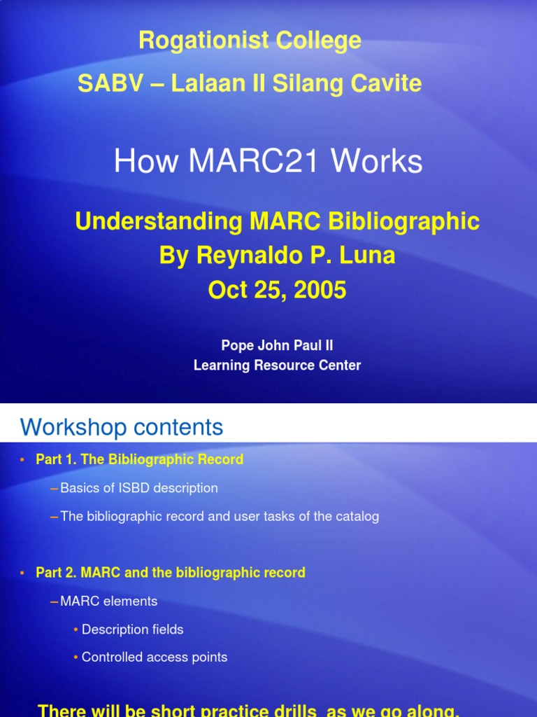 Understanding MARC Bibliographic Records | PDF | Bibliography | Library ...