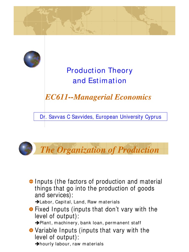 Ec611 Ch 06 Production Theory And Estimation Pdf Production