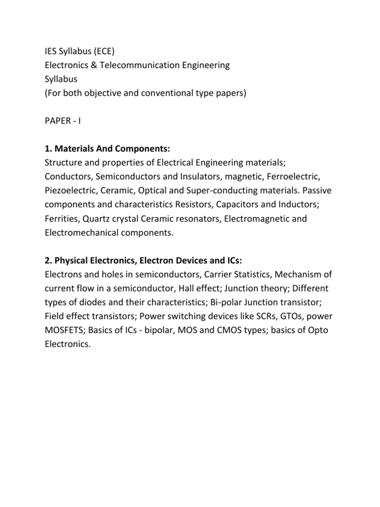 IES Syllabus | PDF | Microwave | Electronics