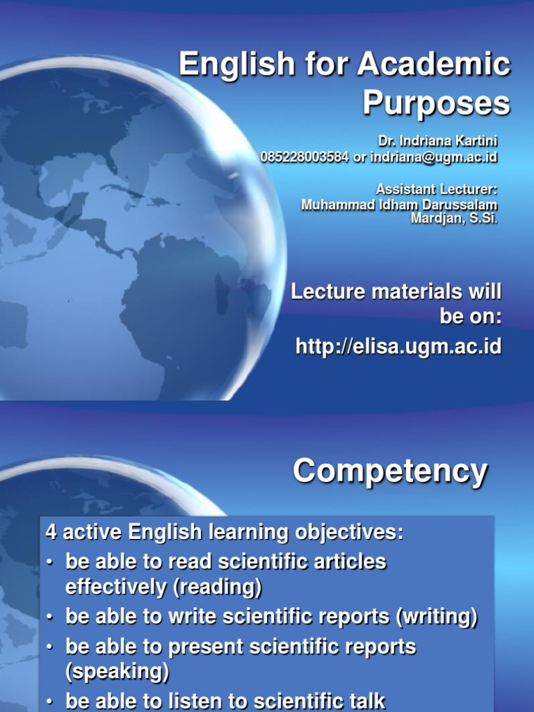 English For Academic Purposes: Lecture Materials Will Be On | PDF