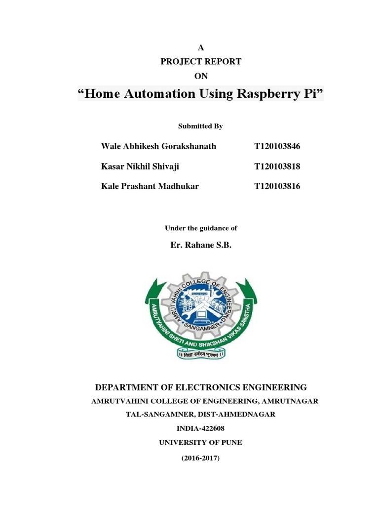 "Home Automation Using Raspberry Pi": A Project Report ON | PDF ...