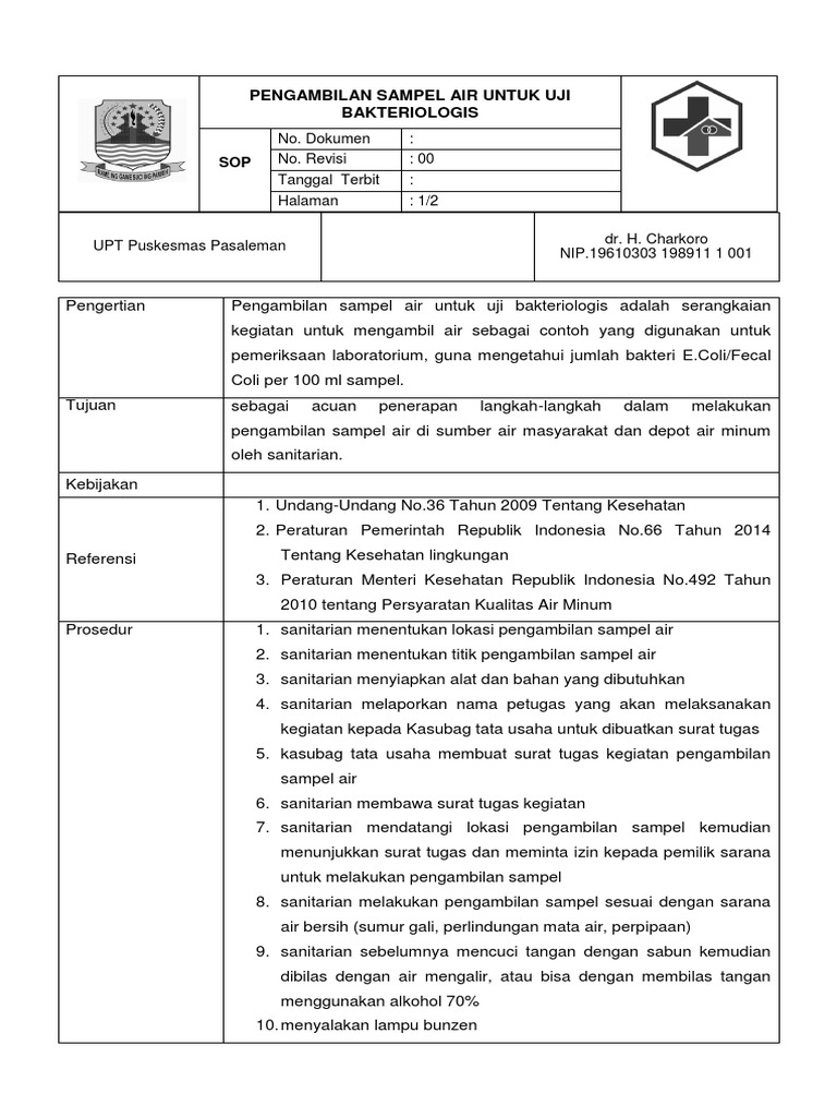 Sop Pengambilan Sampel Makanan | PDF