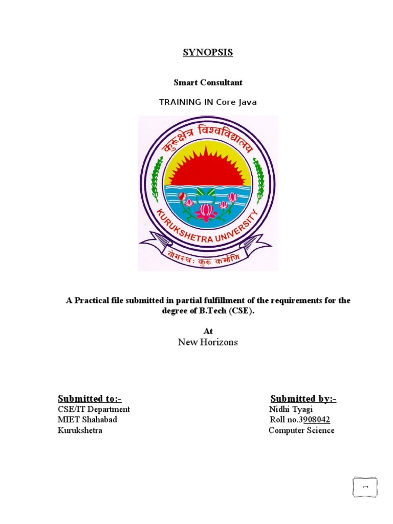 Synopsis: Smart Consultant | PDF | Java (Programming Language) | Application Programming Interface