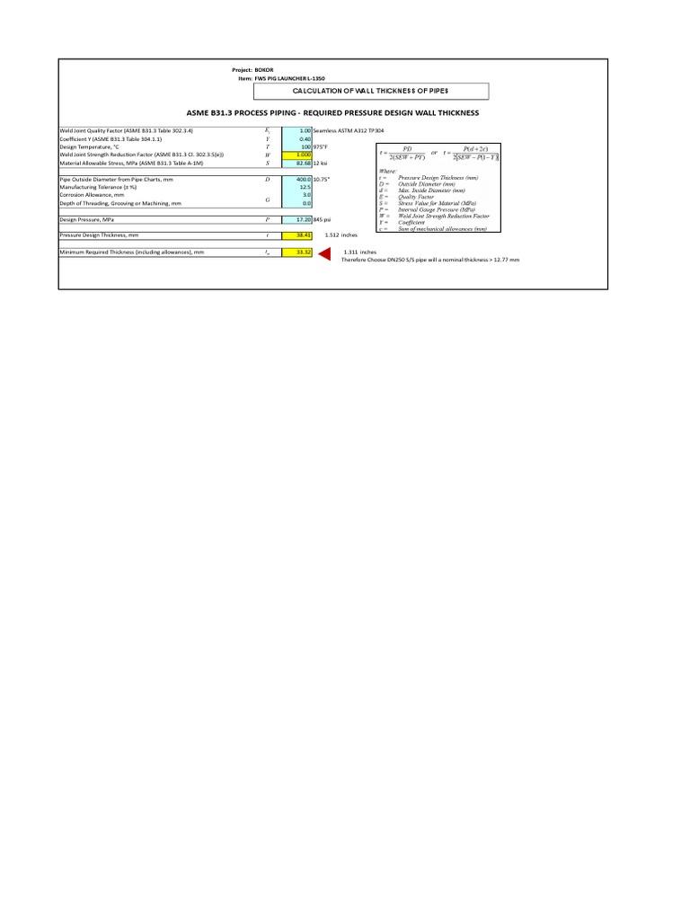 AS4041 ASME B31 - 3 Pipe Wall Thickness | PDF