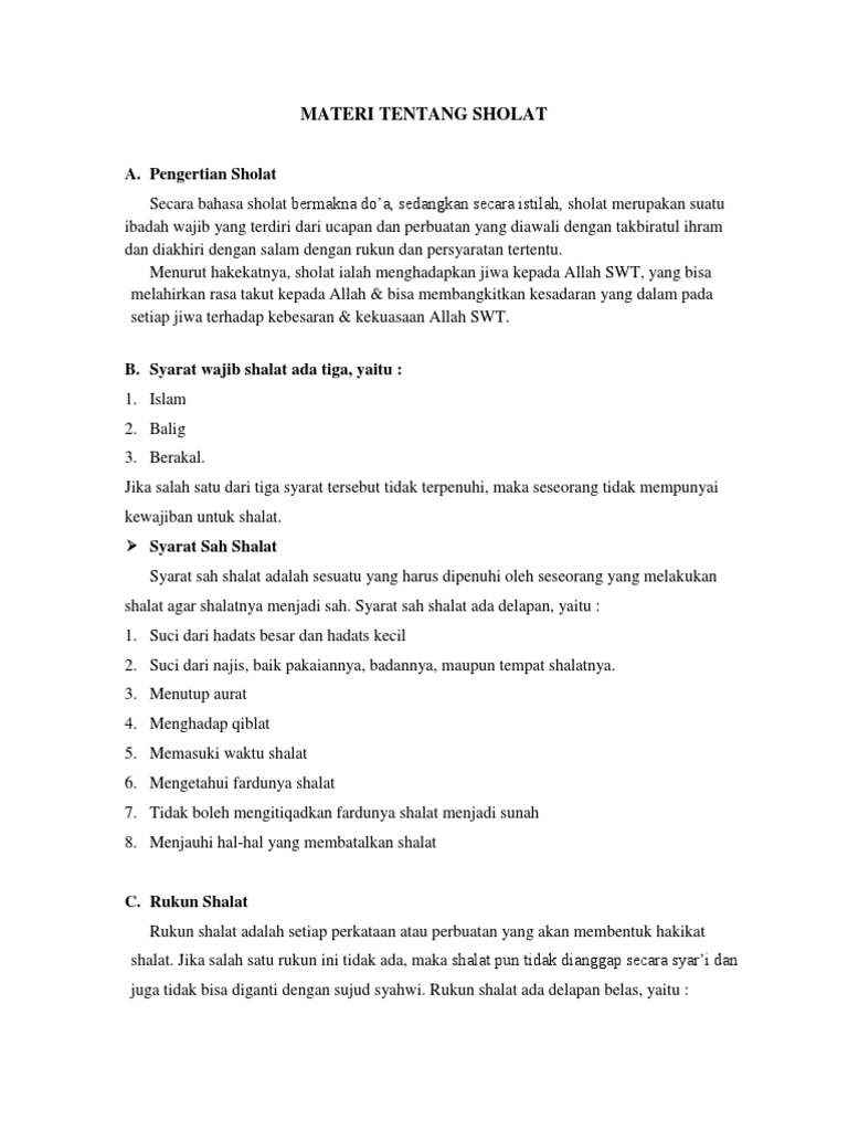 RPP Tentang Sholat | PDF