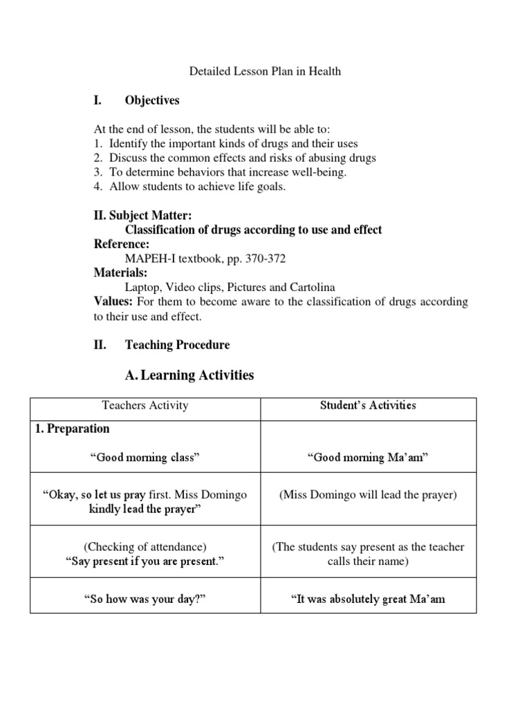 Drug Abuse Education Lesson Plan | PDF | Drugs | Stimulant