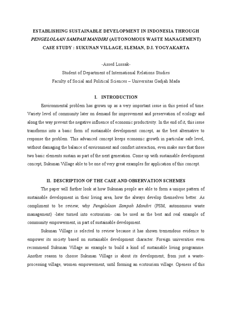 Sustainable Development in Sukunan Village | PDF | Sustainability ...