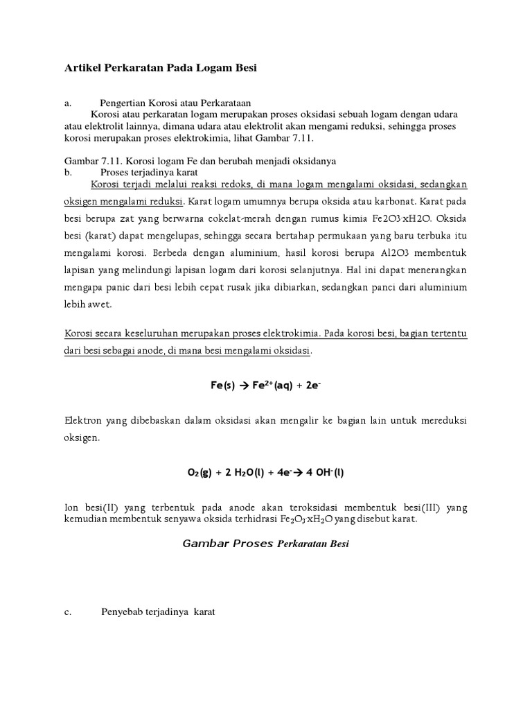 Proses Perkaratan Logam Besi Melalui Reaksi Redoks | PDF