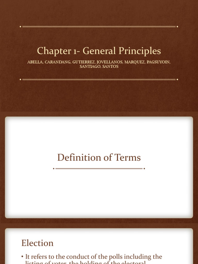 Chapter 1 - General Principles | PDF | Suffrage | Elections