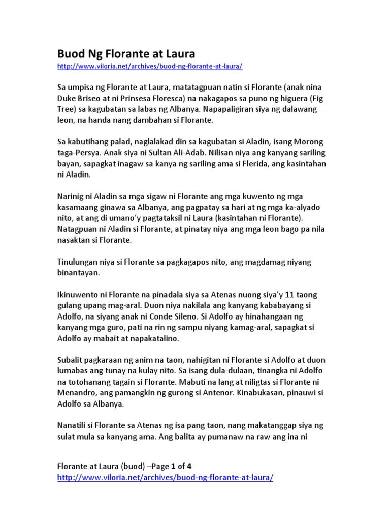 Buod NG Florante at Laura | PDF