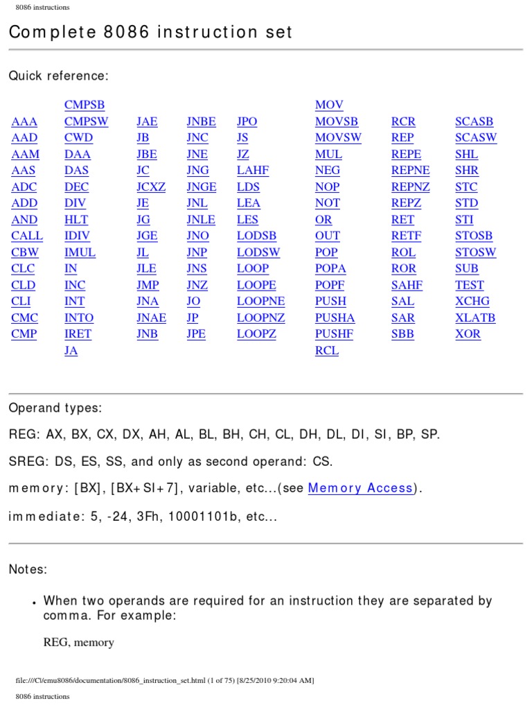 8086 Instruction Set Binary Coded Decimal Computer Engineering 6997