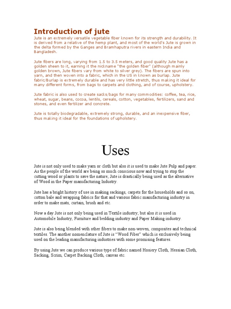 Introduction of Jute | PDF | Jute | Textiles