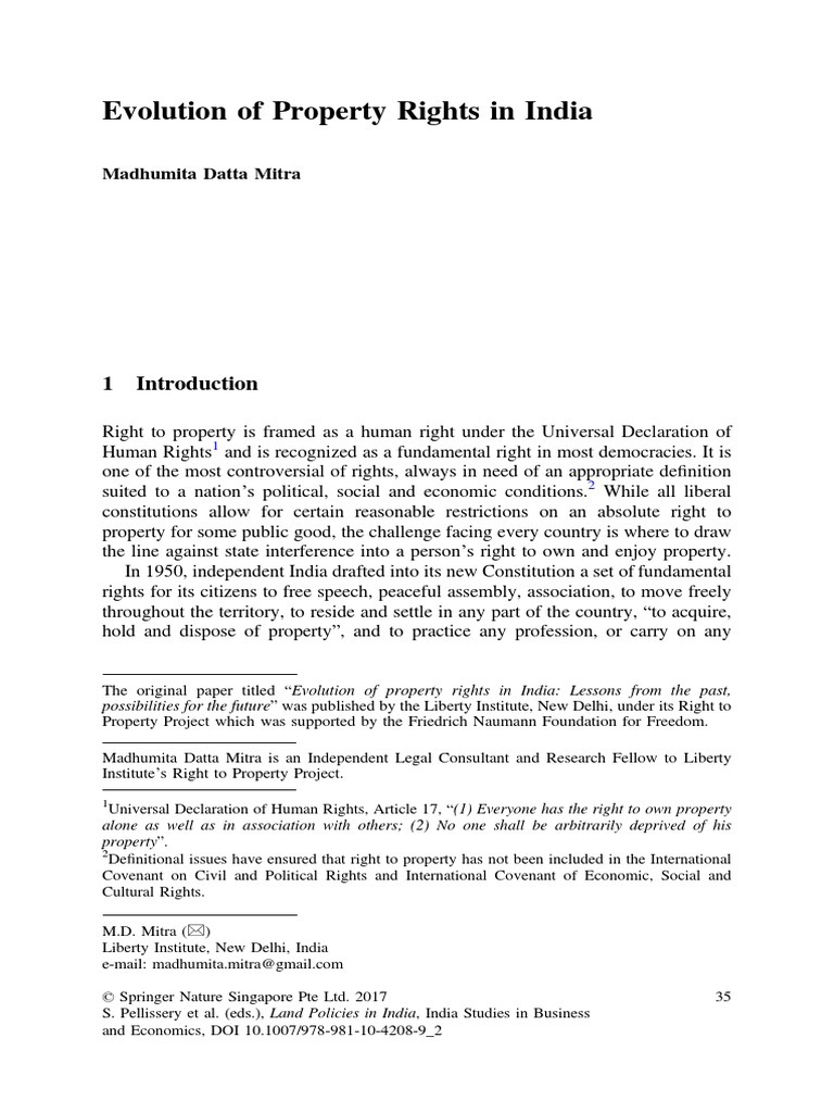 Evolution of Property Rights in India | PDF | Eminent Domain | Supreme ...