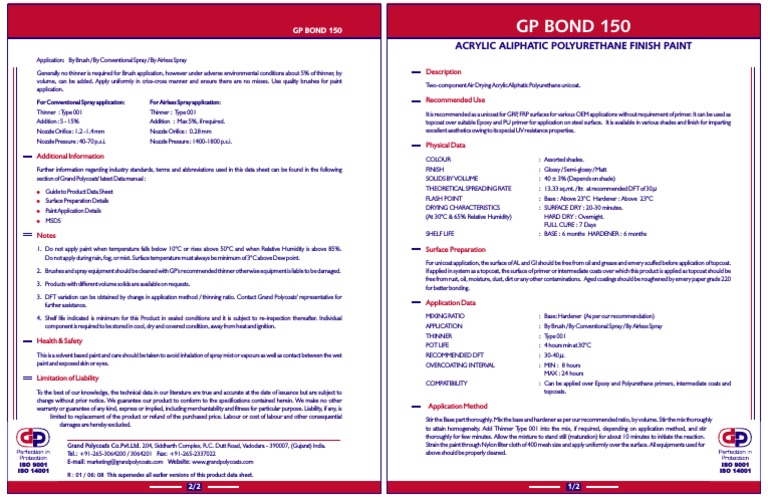 Grand Polycoats Polyurethane Coating Guide | PDF | Paint | Industrial ...
