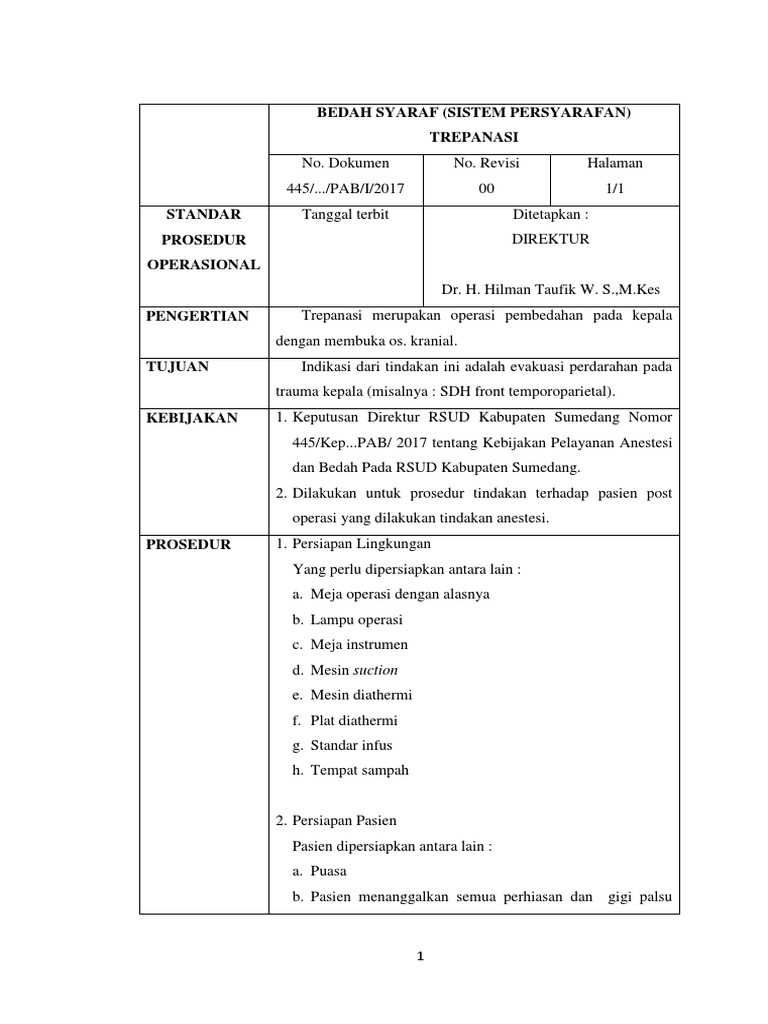 Prosedur Trepanasi Bedah Syaraf | PDF | Kesehatan Holistik | Teknologi ...