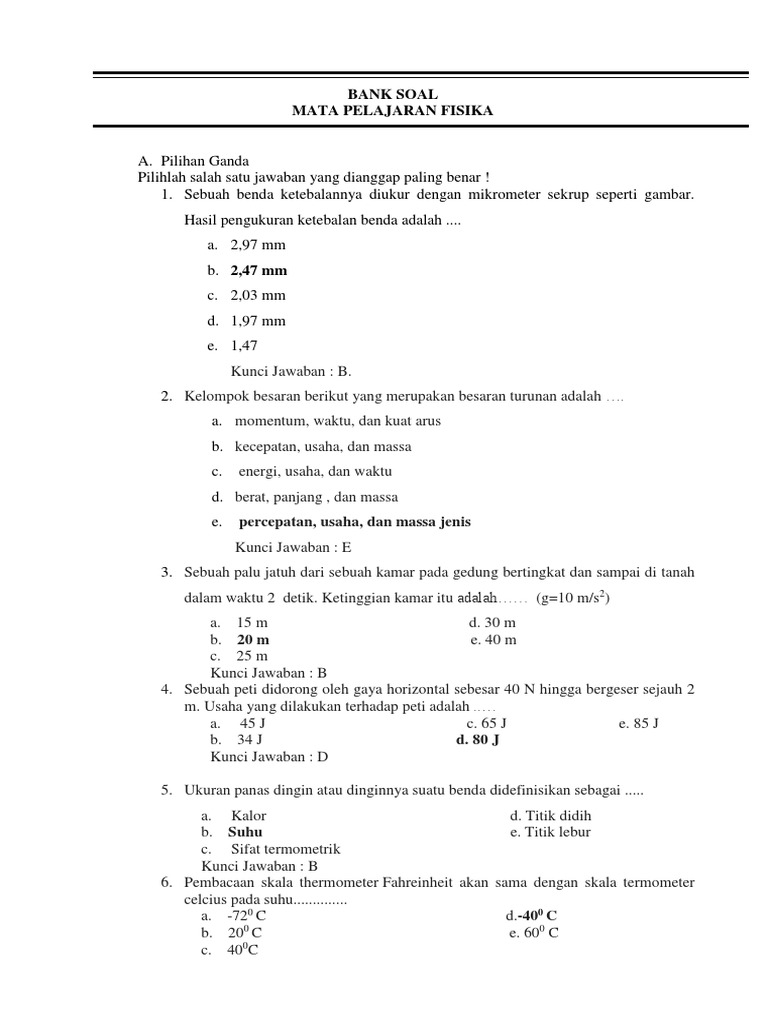 Bank Soal Fisika SMA | PDF | Sains & Matematika