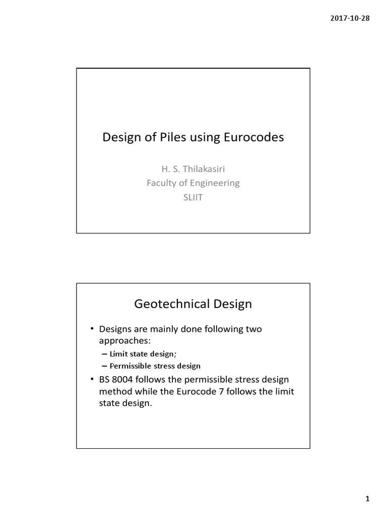 Pile Design Using Euro Code | PDF | Geotechnical Engineering | Deep ...