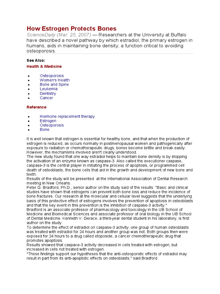 How Estrogen Protects Bones | PDF | Estrogen | Estradiol