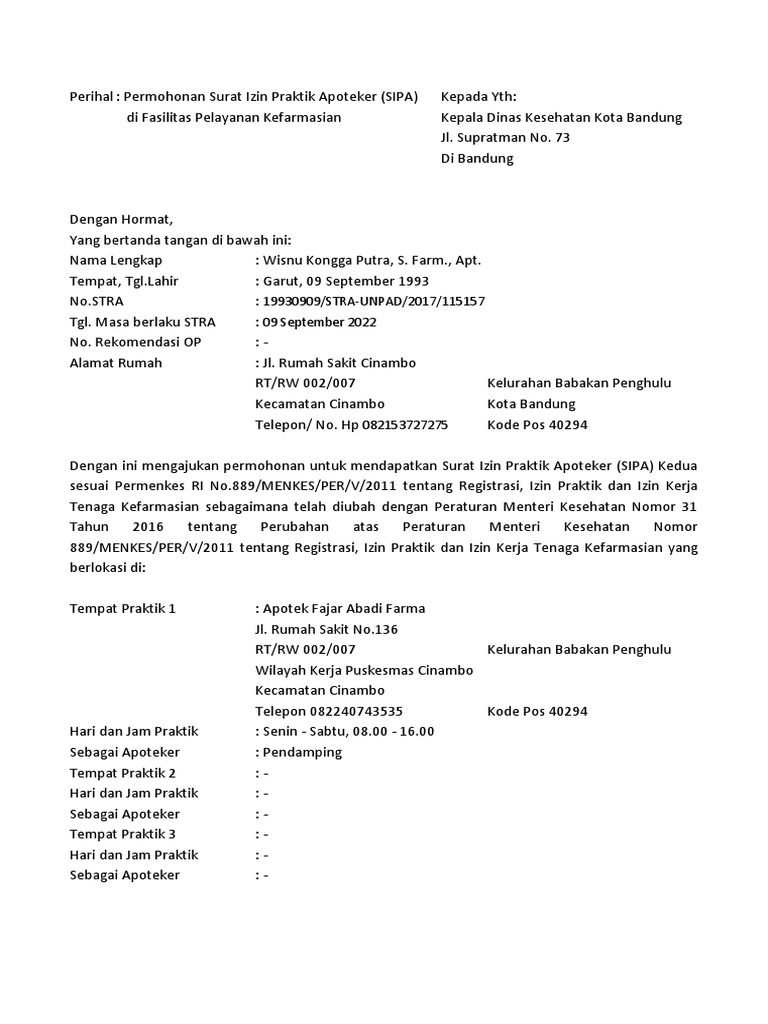 Surat Permohonan Sipa | PDF