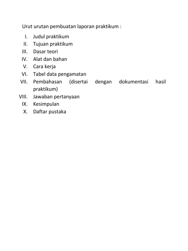 Urut Urutan Pembuatan Laporan Praktikum Pdf