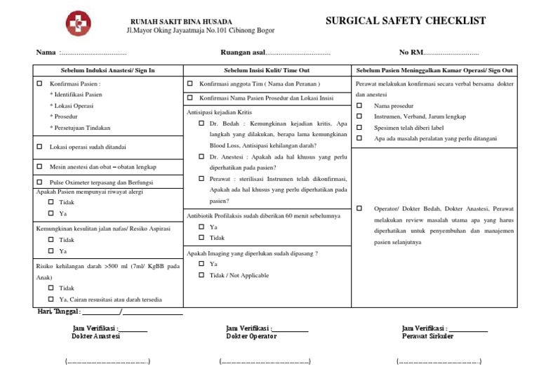 Surgical Safety Checklist | PDF