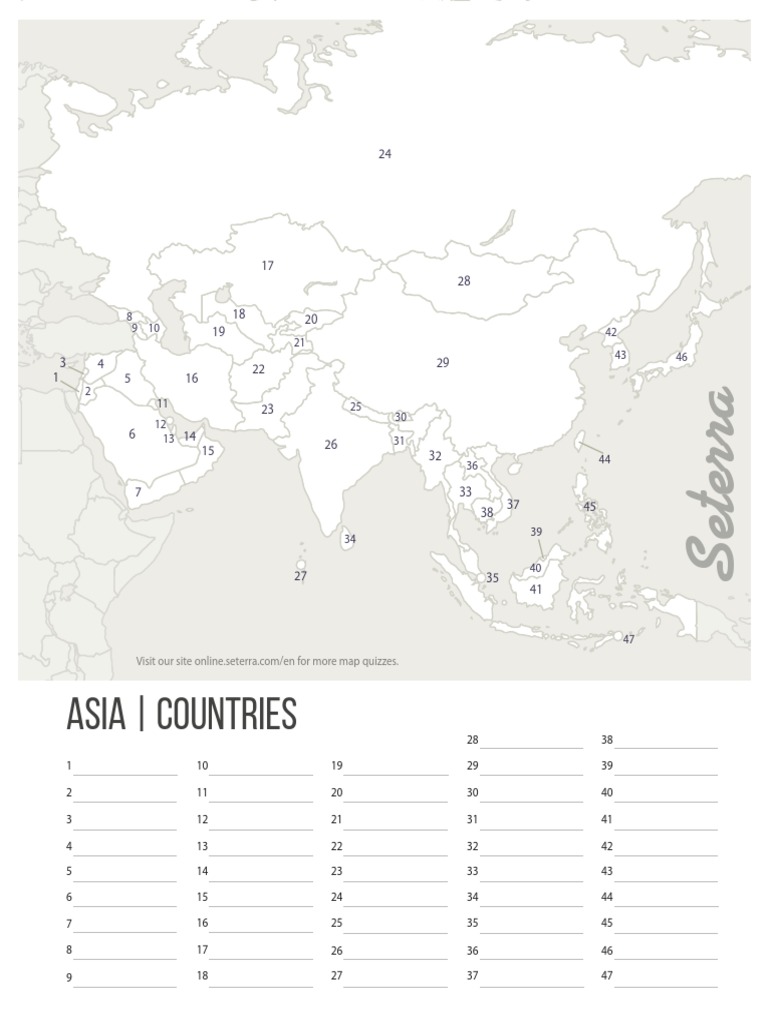 Asia Map Exam | PDF