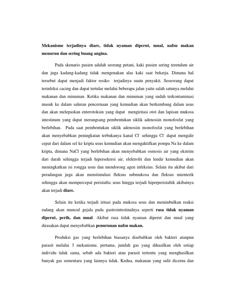 Mekanisme Terjadinya Diare | PDF