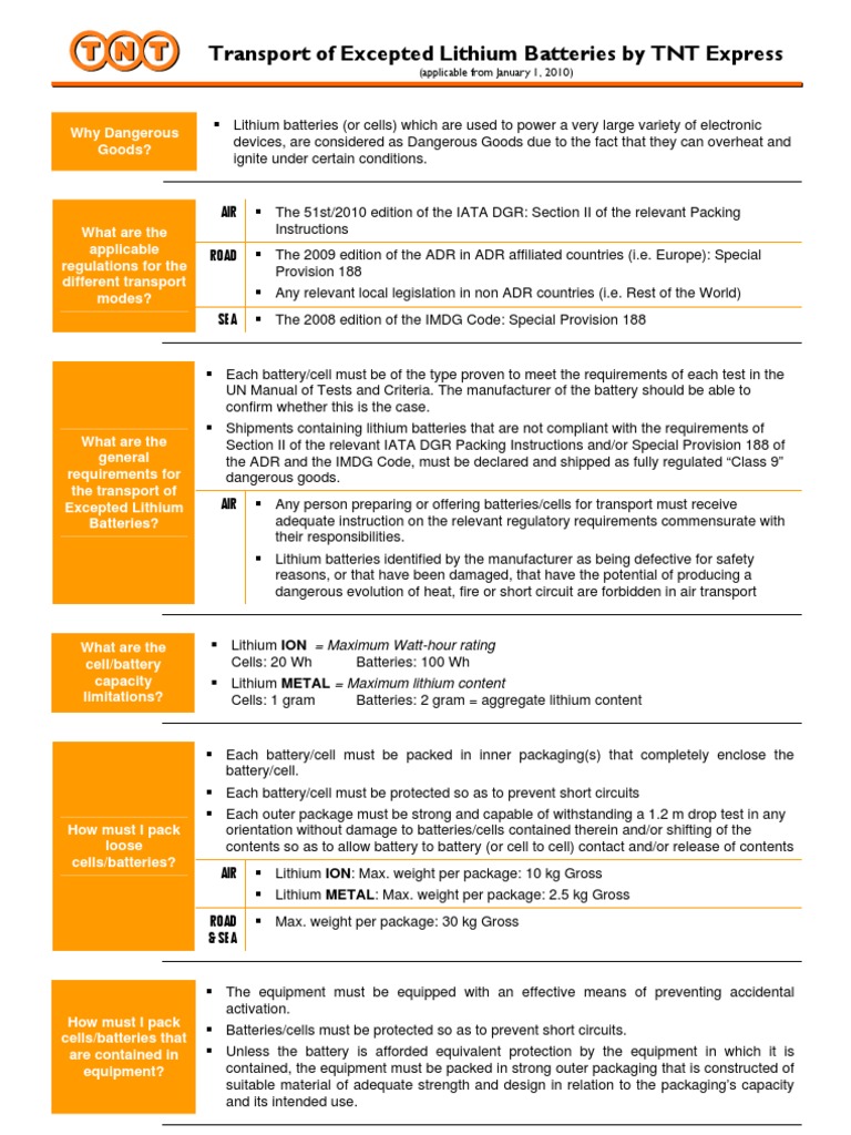Lithium Batteries | PDF | Dangerous Goods | Lithium Ion Battery
