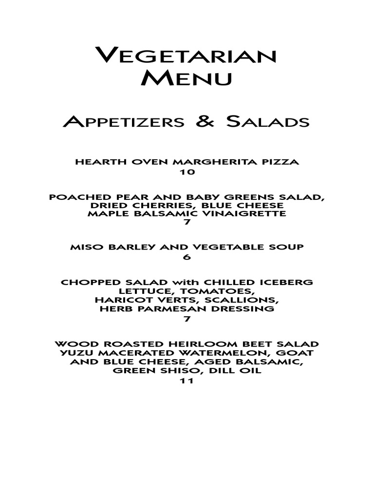 Vegetarian Full Menu | PDF | Pickling | Salad