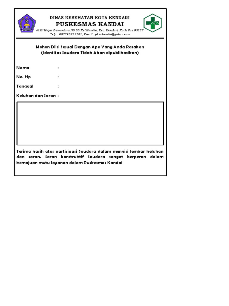 Kertas Lembar Saran | PDF