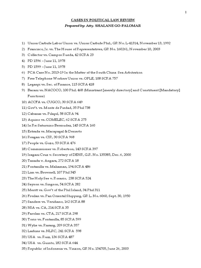 Cases Pol Law Rev 2017 | PDF | Government | Philippines