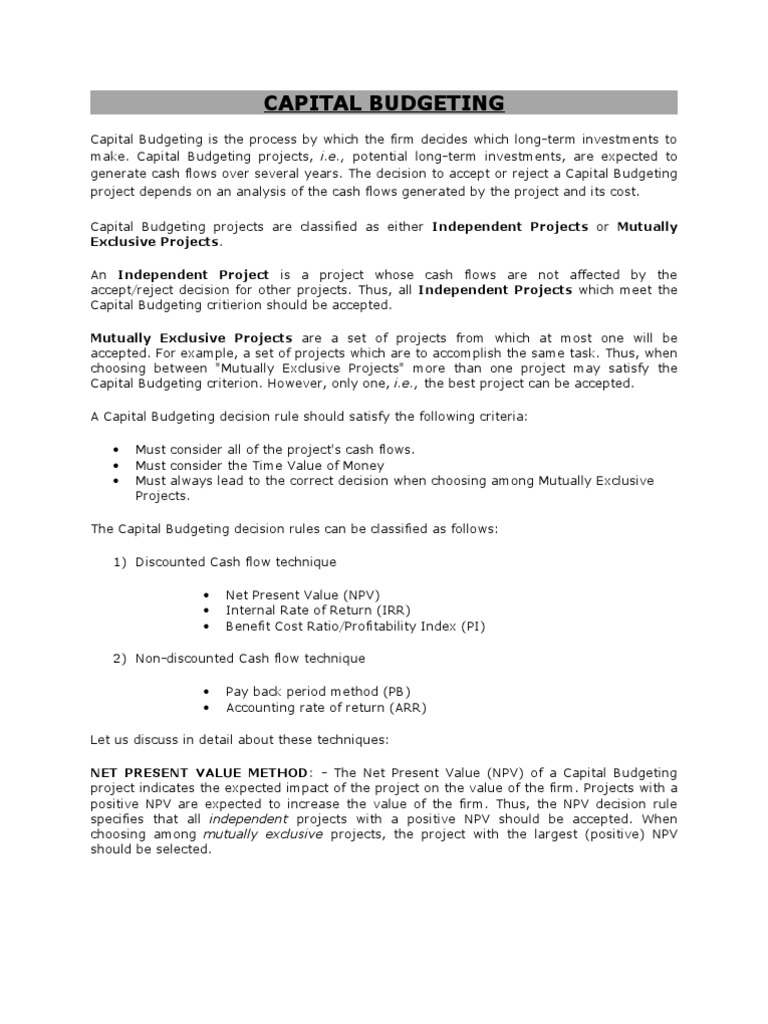Capital Budgeting | PDF | Capital Budgeting | Net Present Value