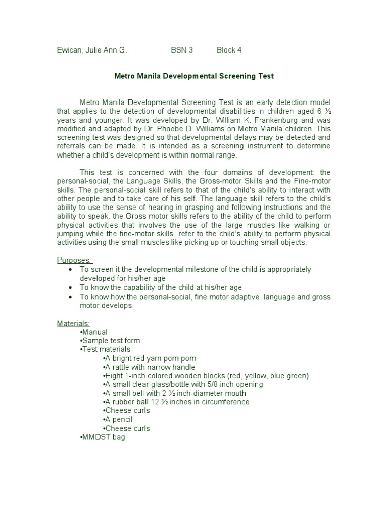 MMDST | PDF | Developmental Disabilities | Caregiver