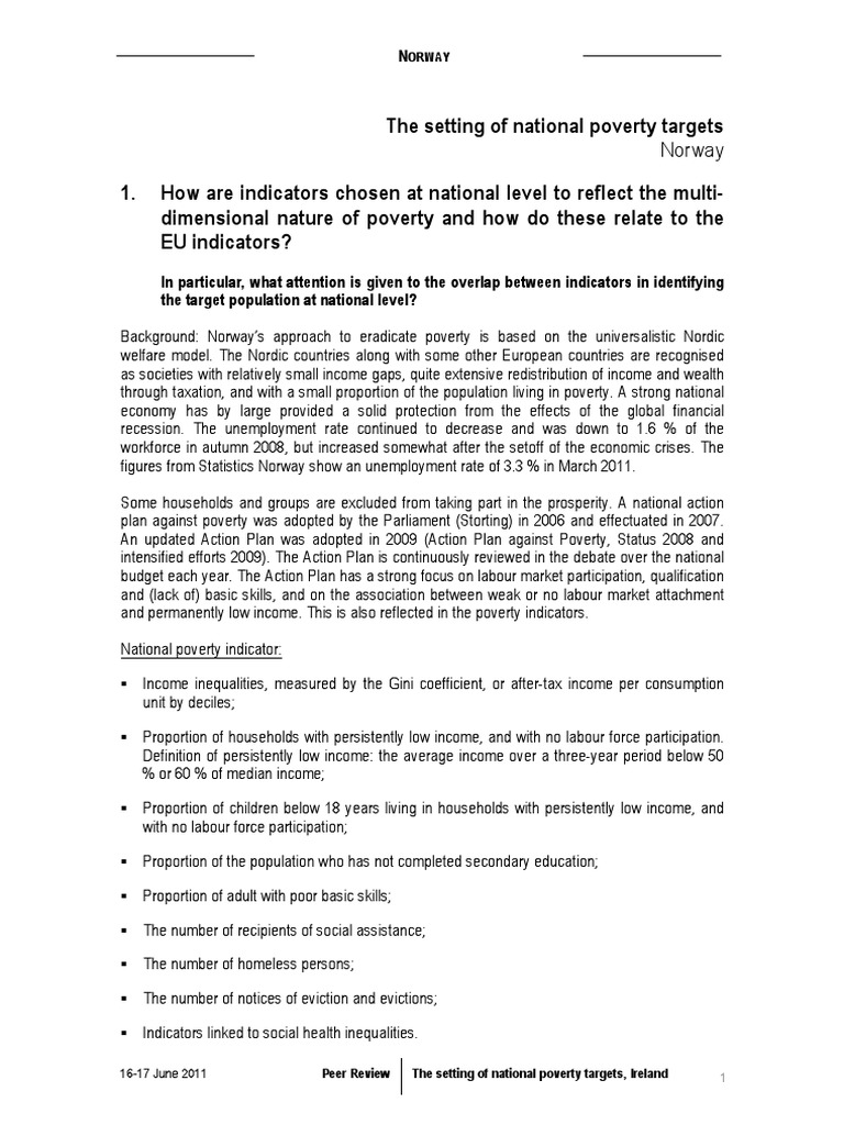 The Setting of National Poverty Targets: Norway | PDF | Homelessness ...