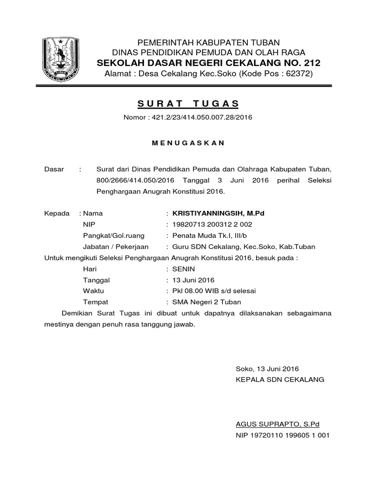 Surat Tugas | PDF