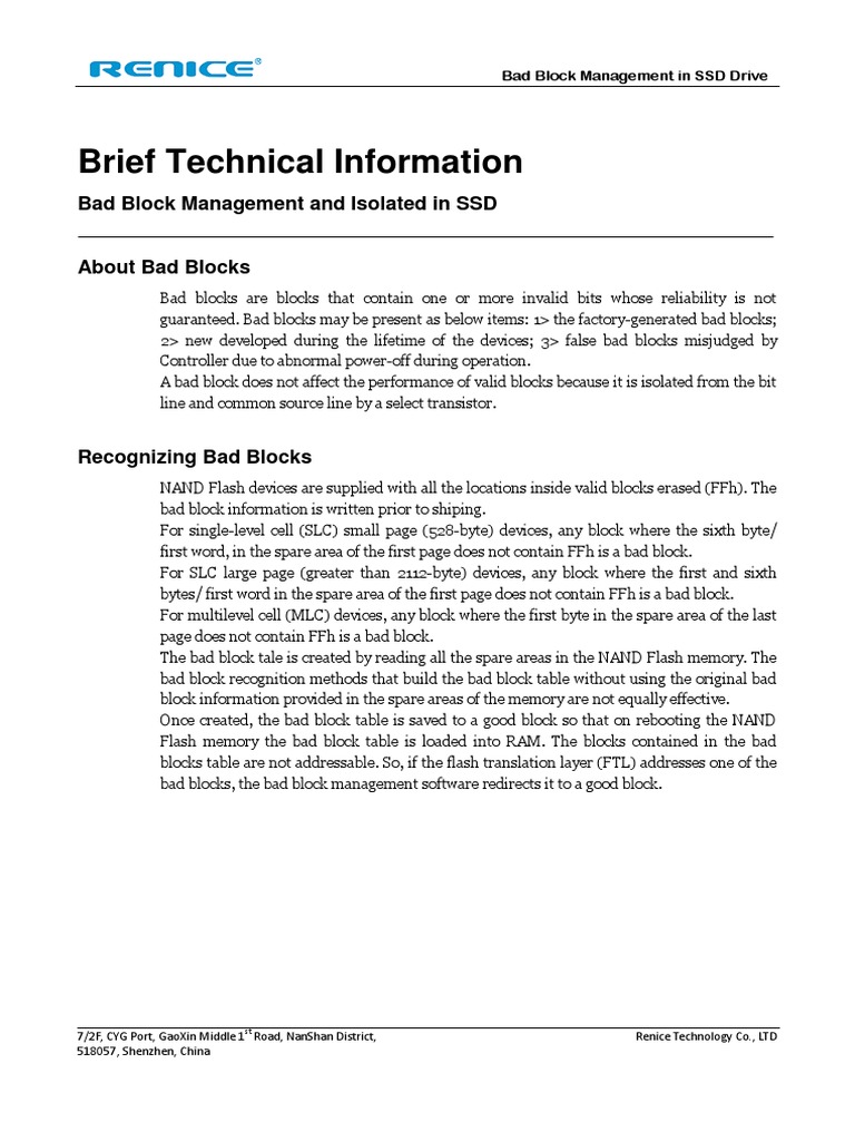 Bad Block Management in SSD | PDF | Flash Memory | Solid State Drive