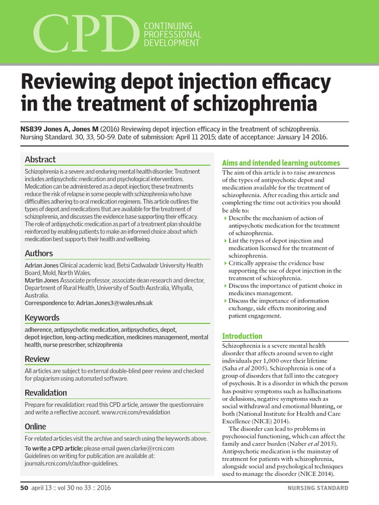 Reviewing Depot Injection Efficacy in The Treatment of Schizophrenia ...