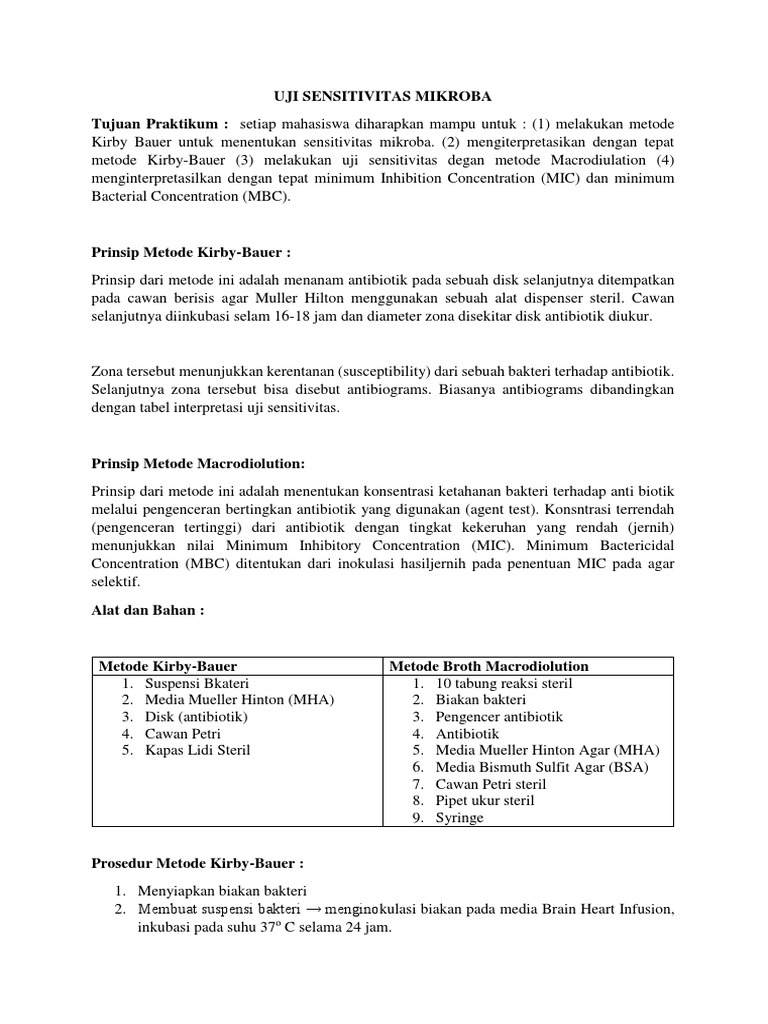 Uji Sensitivitas Mikroba | PDF