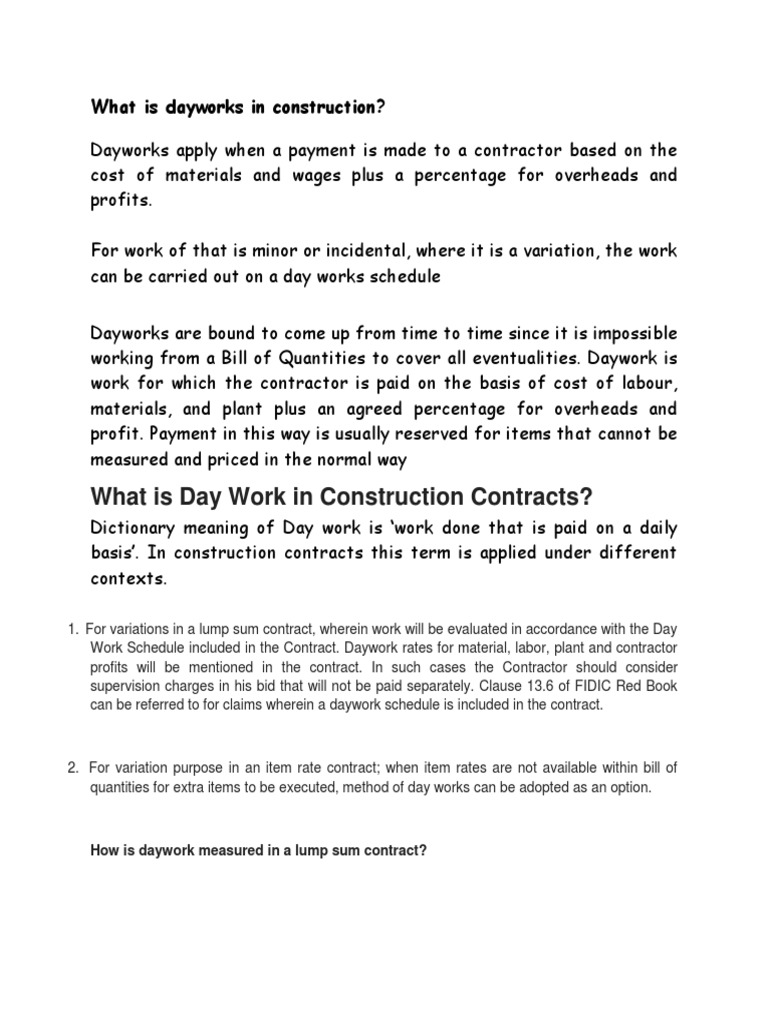 Understanding Dayworks in Construction | PDF | Employment | Economies
