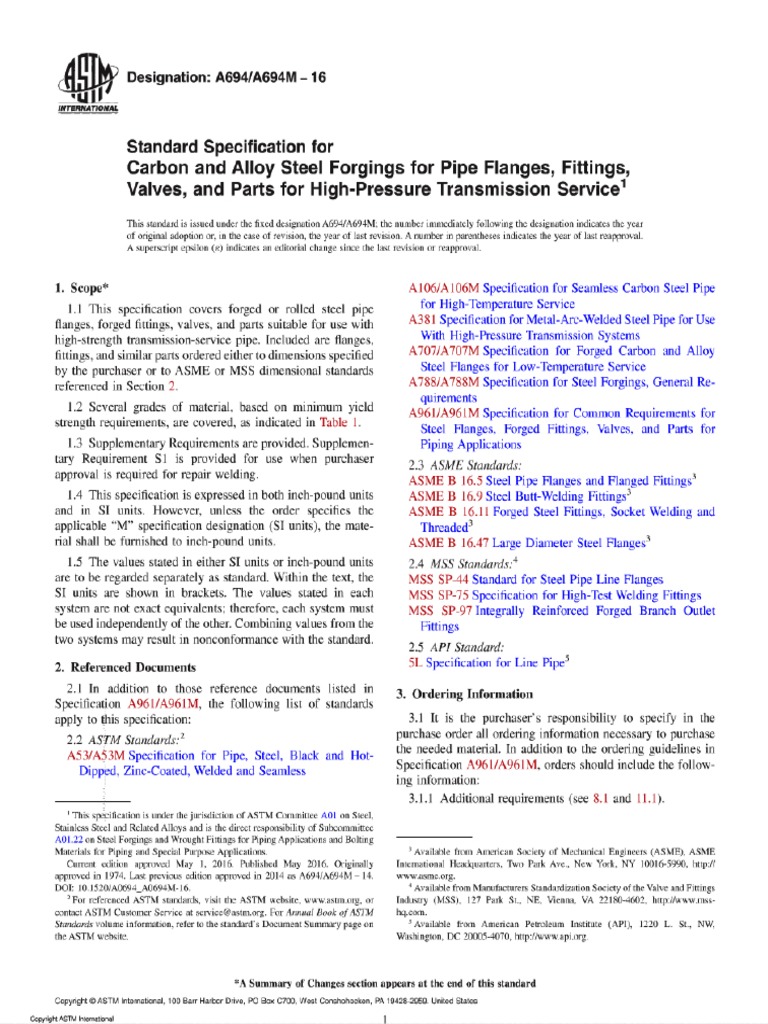 ASTM A694 A694M 16 Standard Specification | PDF