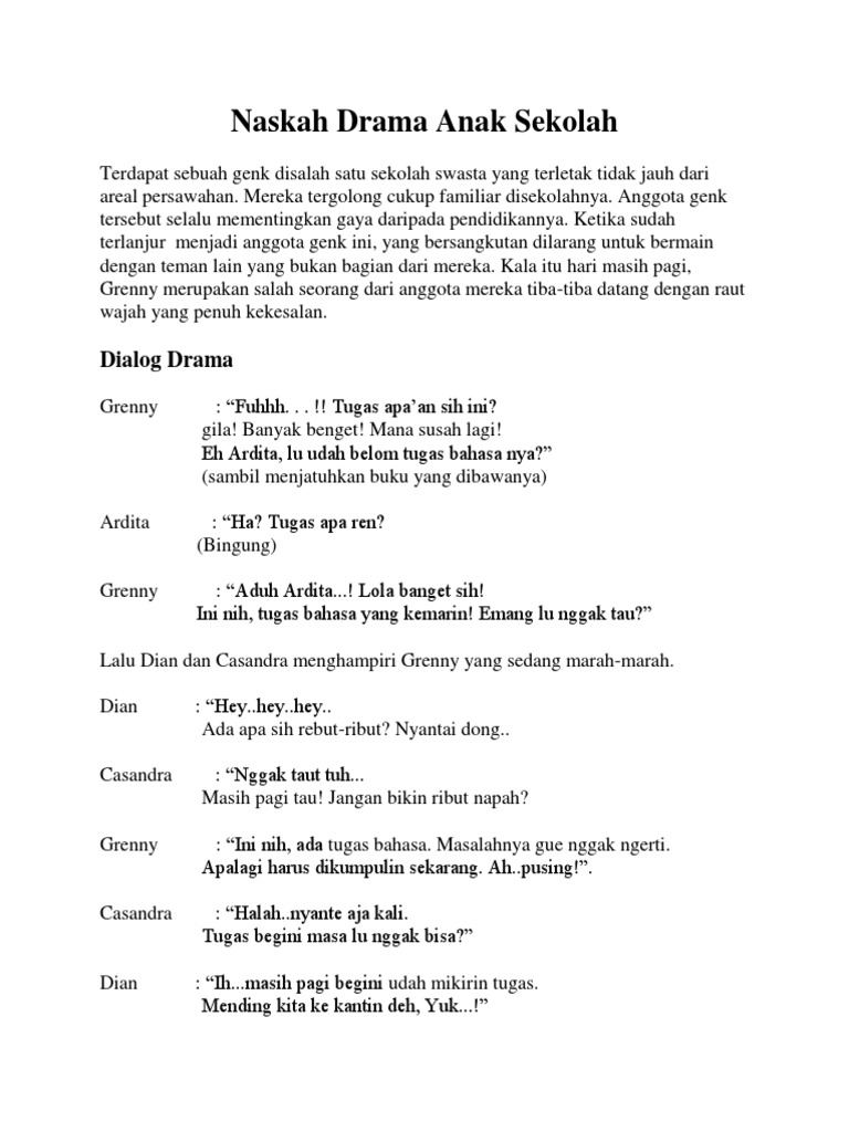 Naskah Drama Anak Sekolah | PDF