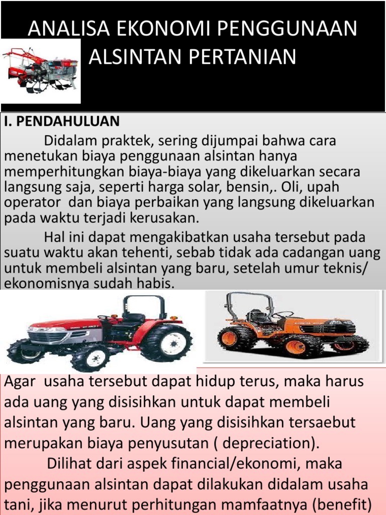 Analisa Ekonomi Penggunaan Alsintan Pertanian | PDF | Teknologi & Rekayasa