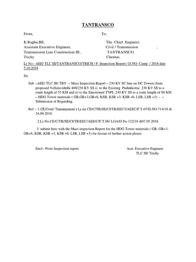 TANTRANSCO Mass Inspection Report | PDF | Technology & Engineering