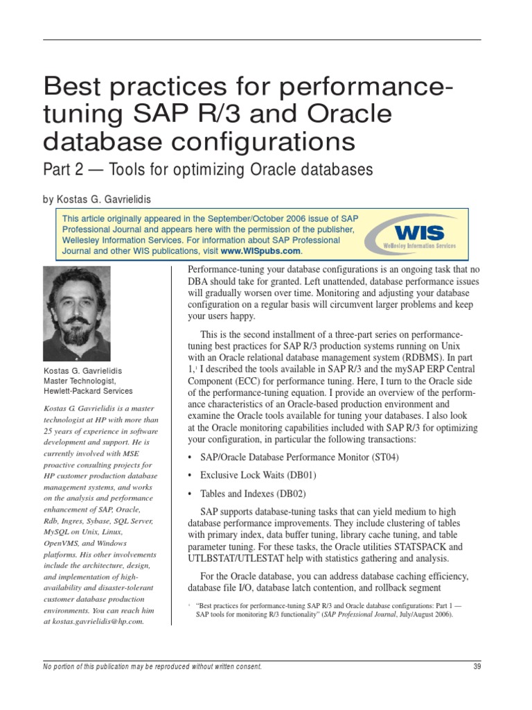 Best Practices For Performance - Tuning SAP R3 and Oracle Database ...