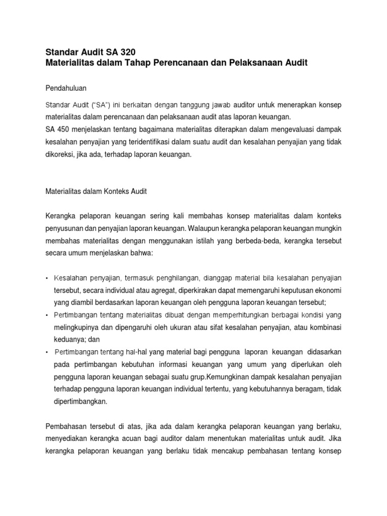 Standar Audit SA 320 | PDF