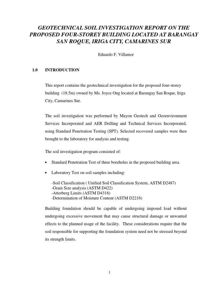 Geotechnical Soil Investigation Report o PDF | PDF | Deep Foundation | Geotechnical Engineering