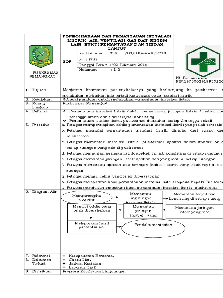 8.5.1.2 Sop Instalasi Listrik | PDF